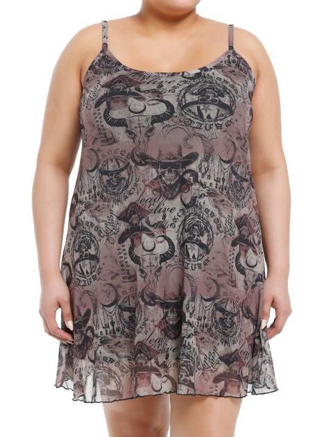 Cosmic Aura Skull Cowboy Slip Dress Plus Size | Hot Topic