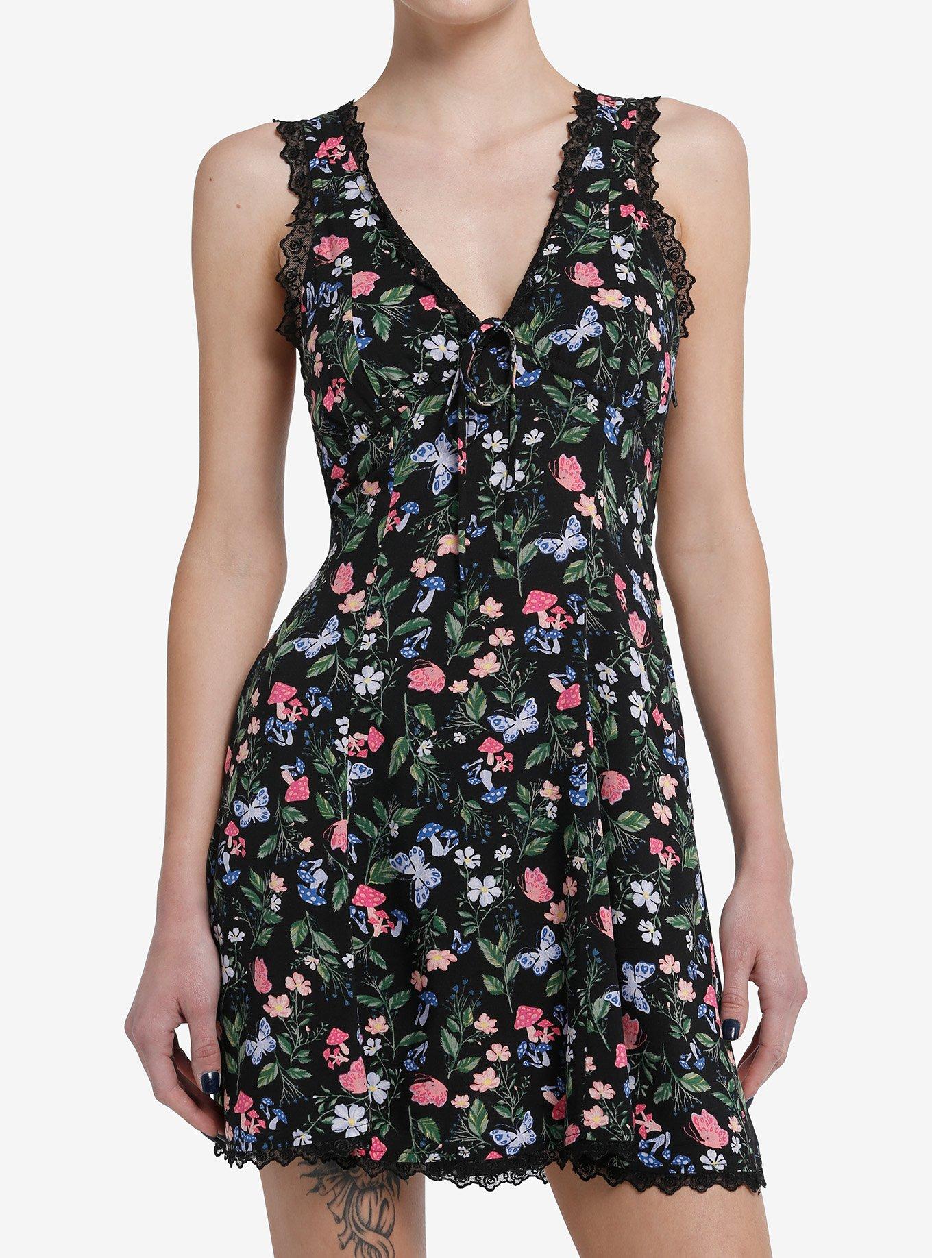 Thorn & Fable Butterfly Floral Lace Babydoll Dress | Hot Topic