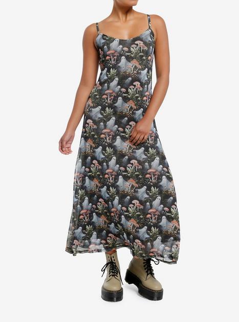 Thorn & Fable Mushrooms & Ghosts Strappy Midaxi Dress | Hot Topic