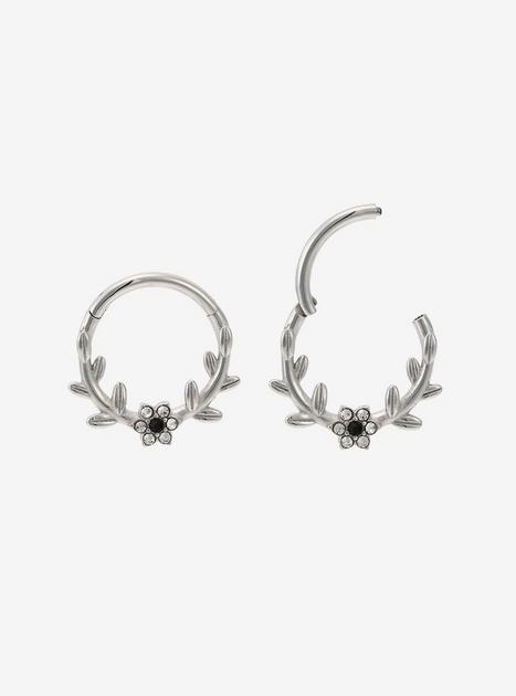 16G Steel Silver Flower Leaf Hinged Clicker 2 Pack | Hot Topic