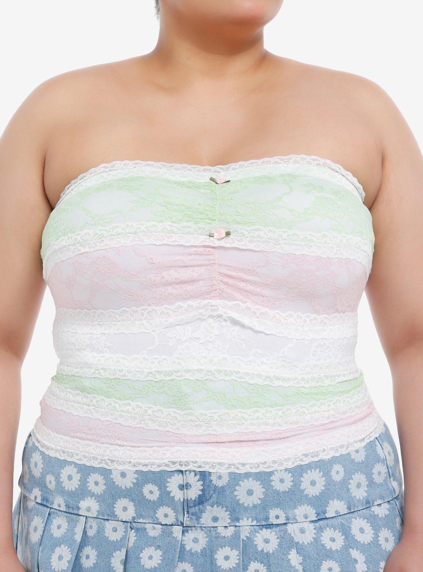 Sweet Society Stripe Rosette Lace Girls Tube Top Plus Size | Hot Topic