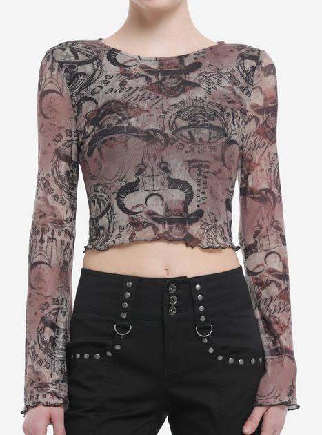 Cosmic Aura Skeleton Cowboy Mesh Girls Long-Sleeve Top | Hot Topic