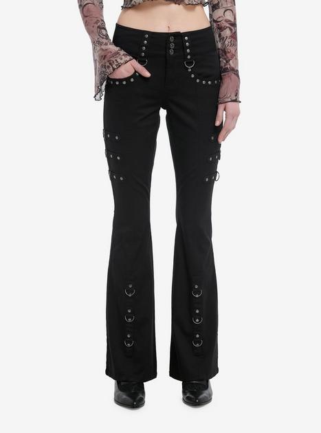 Black Stud D-ring Flare Pants | Hot Topic