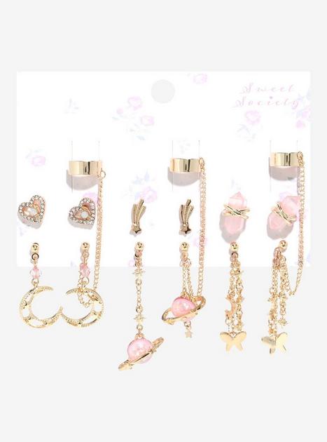 Sweet Society Pink Planet Celestial Cuff Earring Set | Hot Topic