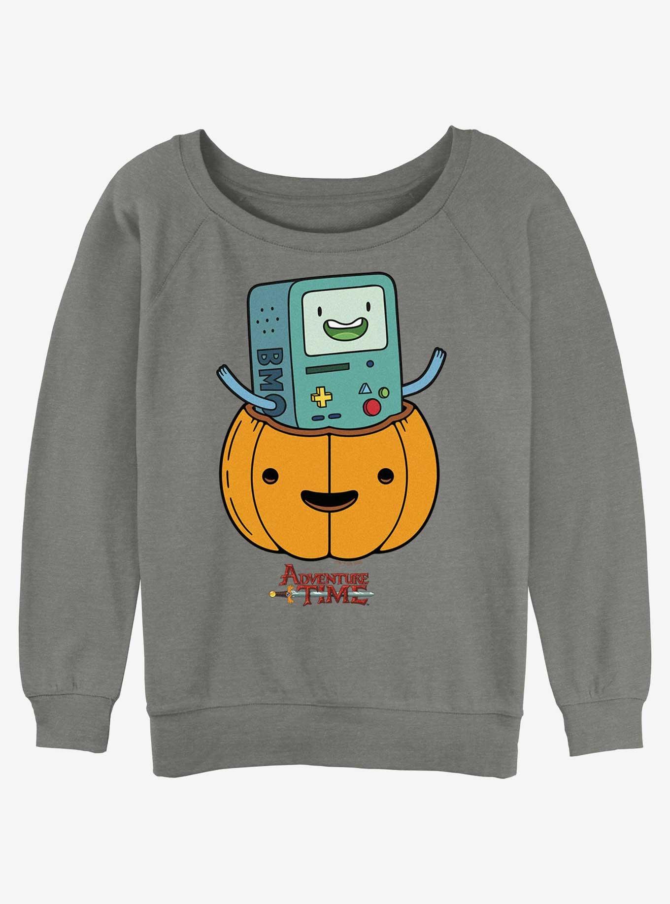 Adventure Time Bmo Lantern Girls Slouchy Sweatshirt Grey Hot Topic