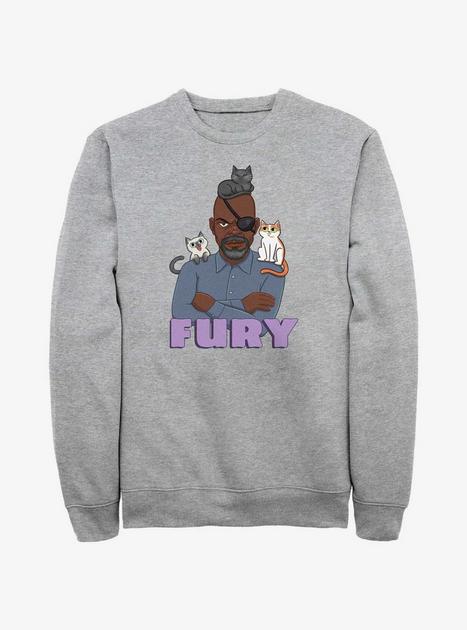 Marvel The Marvels Nick Fury Cats Sweatshirt - GREY | Hot Topic