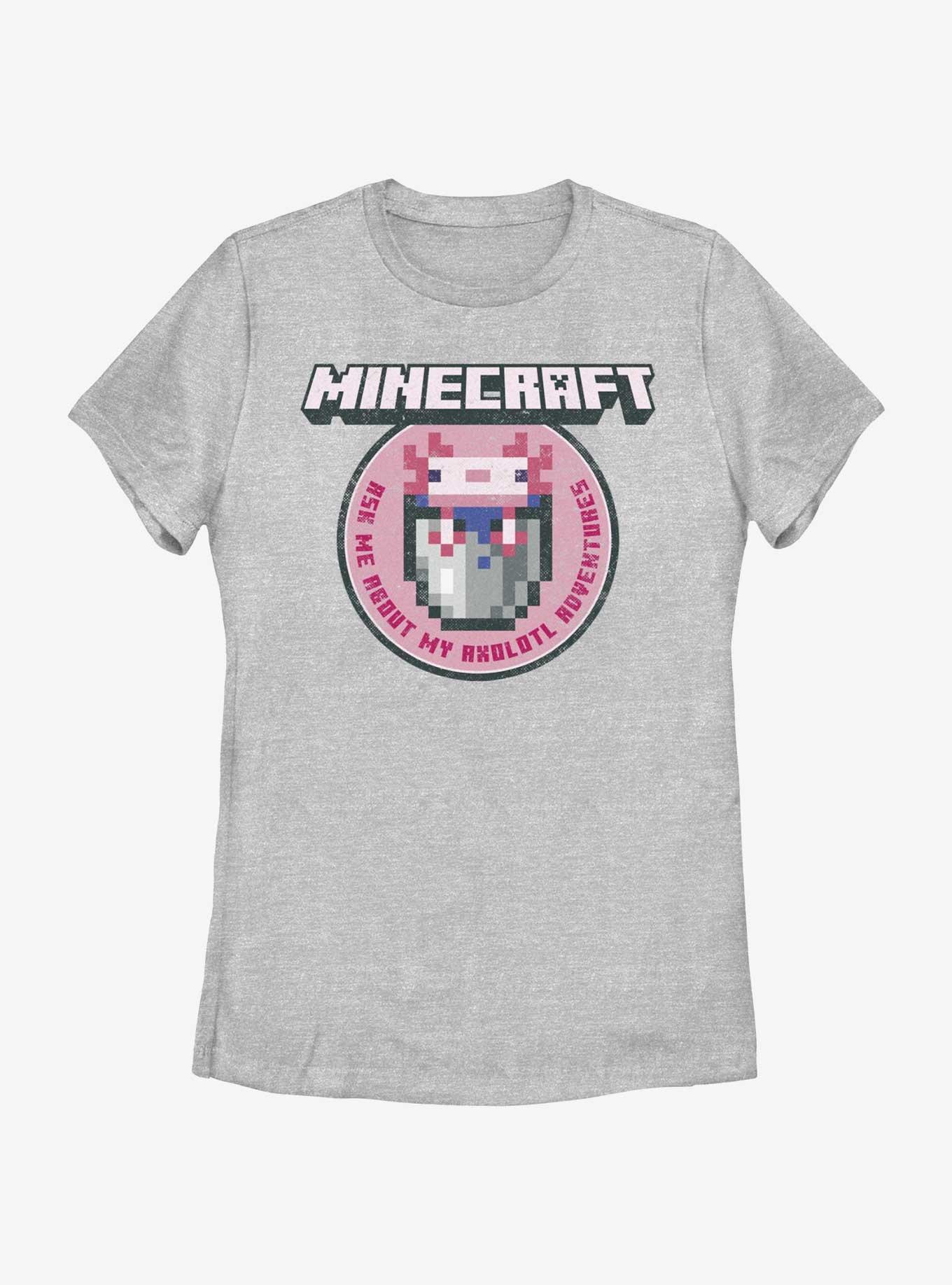 Minecraft Axolotl Adventures Womens T-Shirt - GREY | BoxLunch
