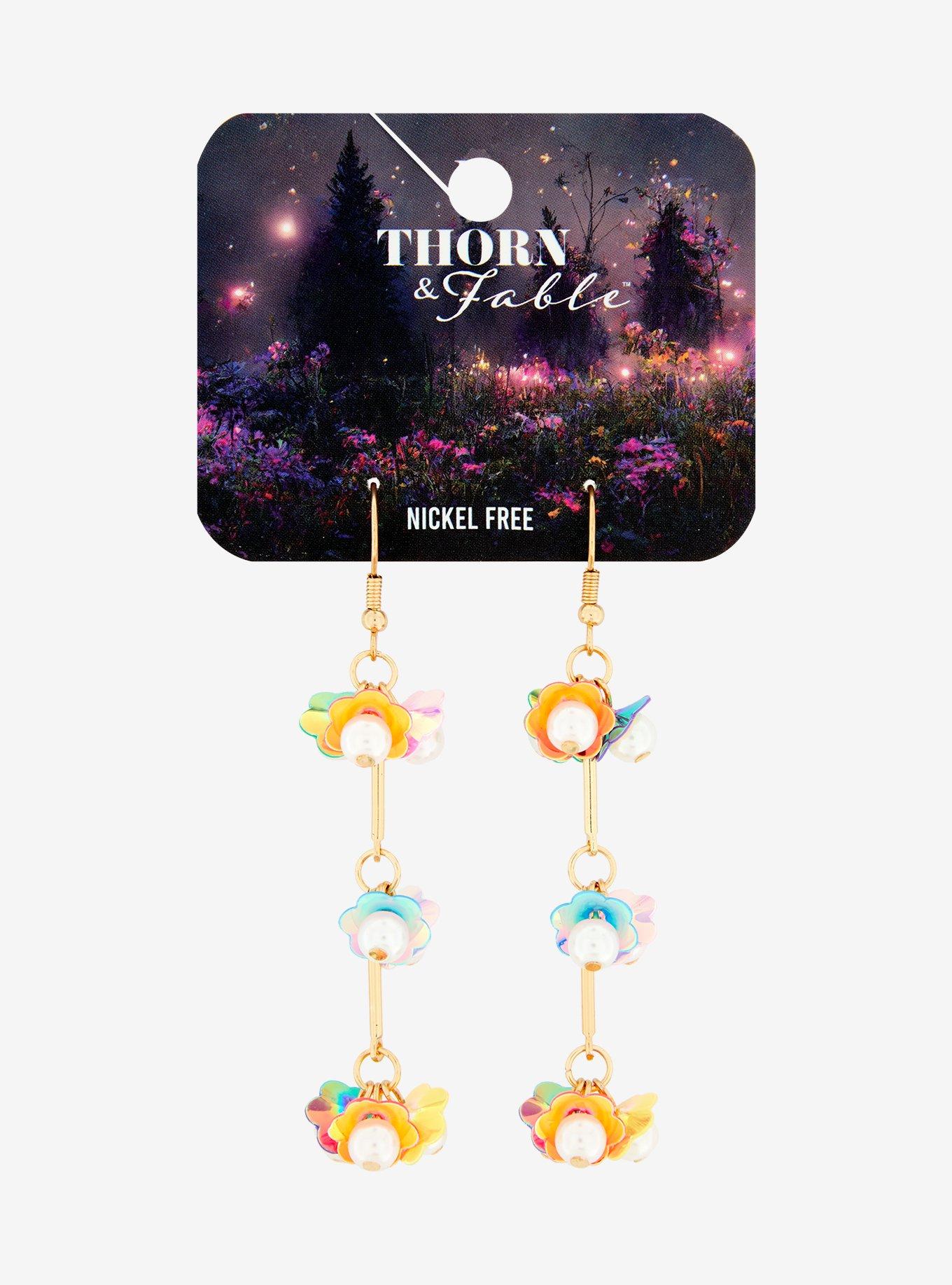 Thorn & Fable Iridescent Lily Drop Earrings | Hot Topic