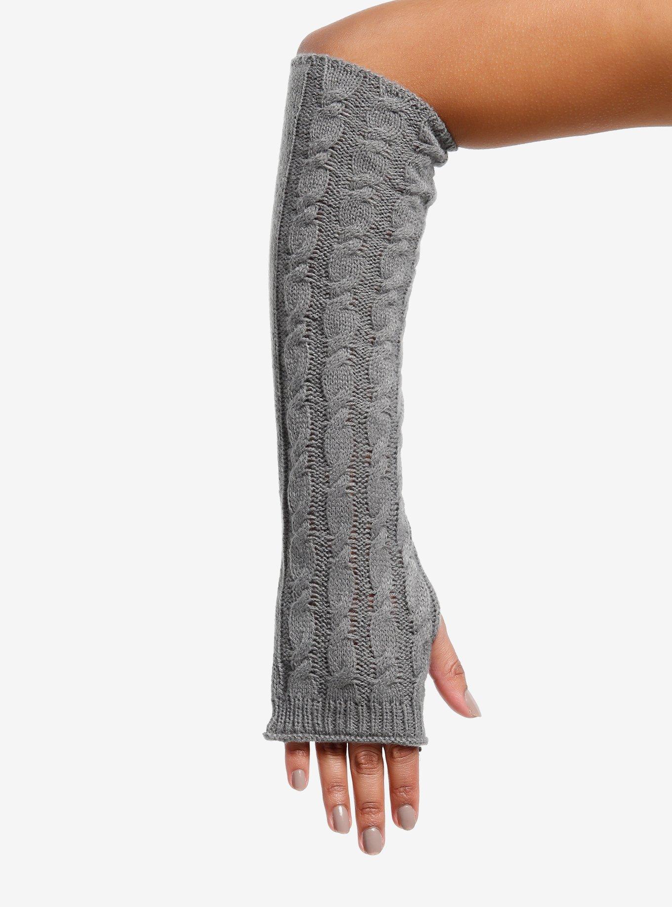 Grey Cable Knit Arm Warmers | Hot Topic