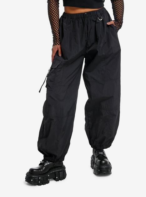 Black Nylon Cargo Pocket Girls Jogger Pants | Hot Topic