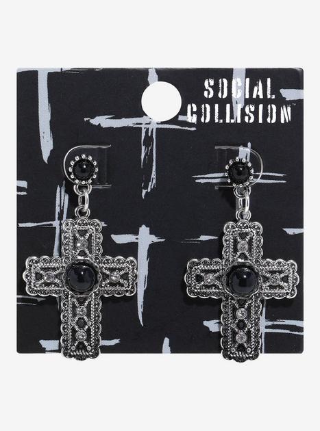 Social Collision Ornate Cross Earrings | Hot Topic