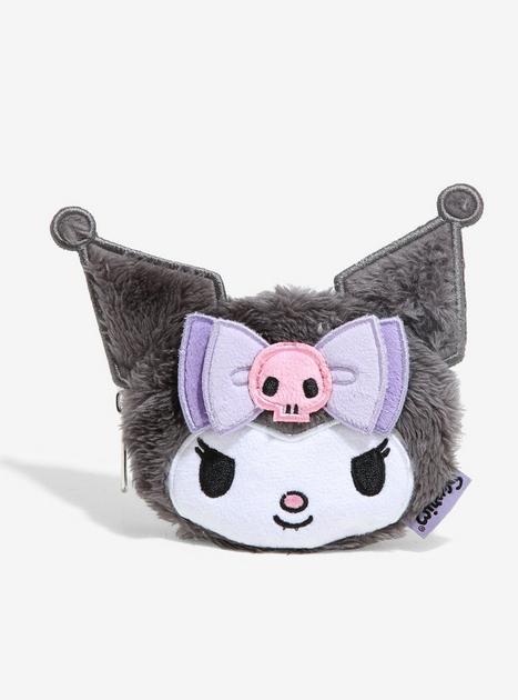 Loungefly Kuromi Face Fuzzy Figural Coin Purse | Hot Topic
