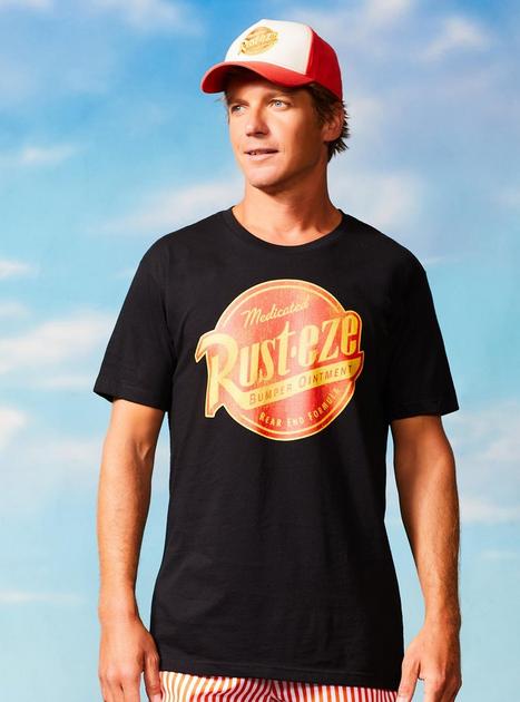Disney Pixar Cars Rusteze Logo T-Shirt - BLACK | BoxLunch