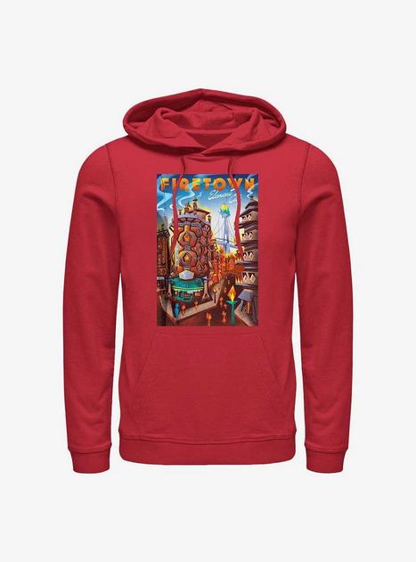 Disney Pixar Elemental Firetown City Poster Hoodie - RED | Hot Topic