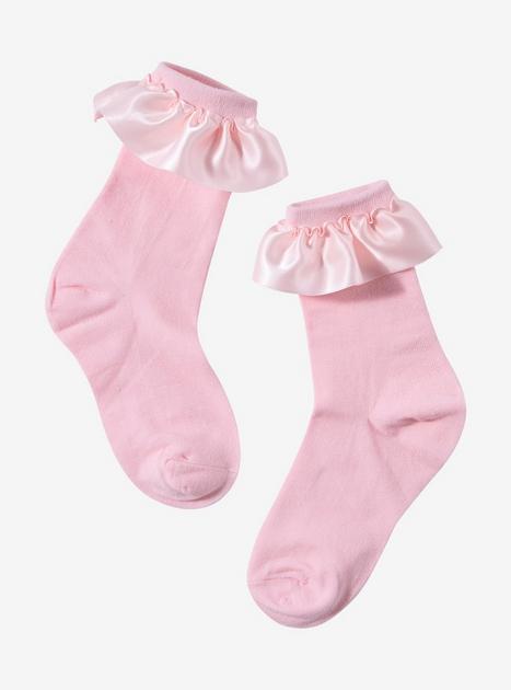 Pink Ribbon Ruffle Ankle Socks | Hot Topic