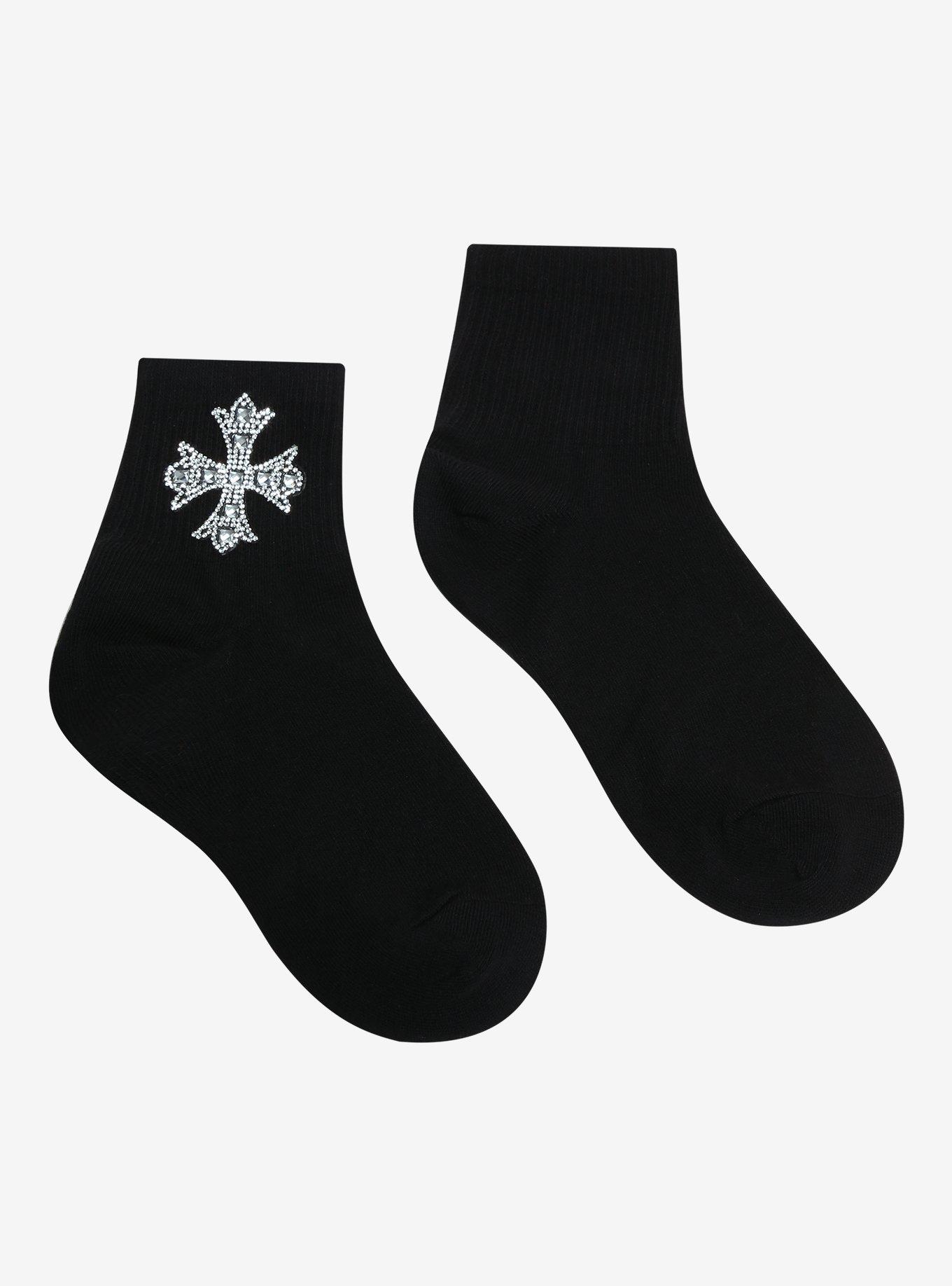 Rhinestone Cross Ankle Socks | Hot Topic