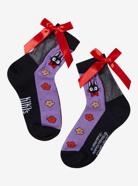 Studio Ghibli Kiki's Delivery Service Jiji Bow Mesh Ankle Socks | Hot Topic