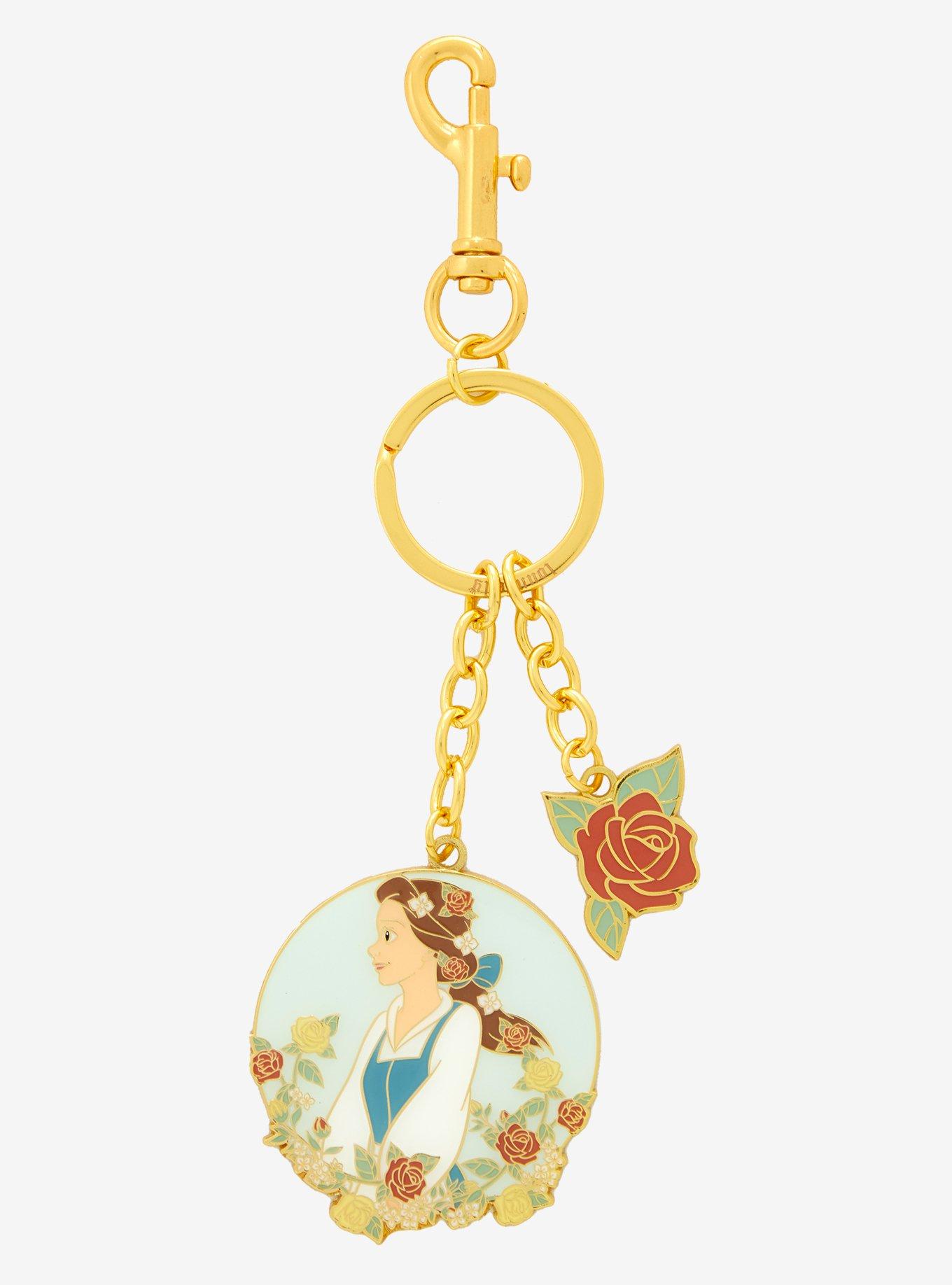 Disney Beauty and the Beast Belle Floral Portrait Keychain -- BoxLunch ...