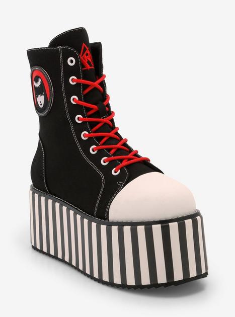 YRU X Emily The Strange Stripe Platform Boots | Hot Topic