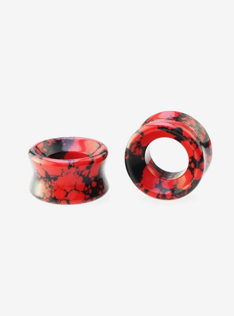 Stone Red & Black Eyelet Plug 2 Pack | Hot Topic