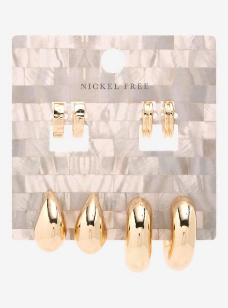 Gold Chunky Hoop & Cuff Earring Set | Hot Topic