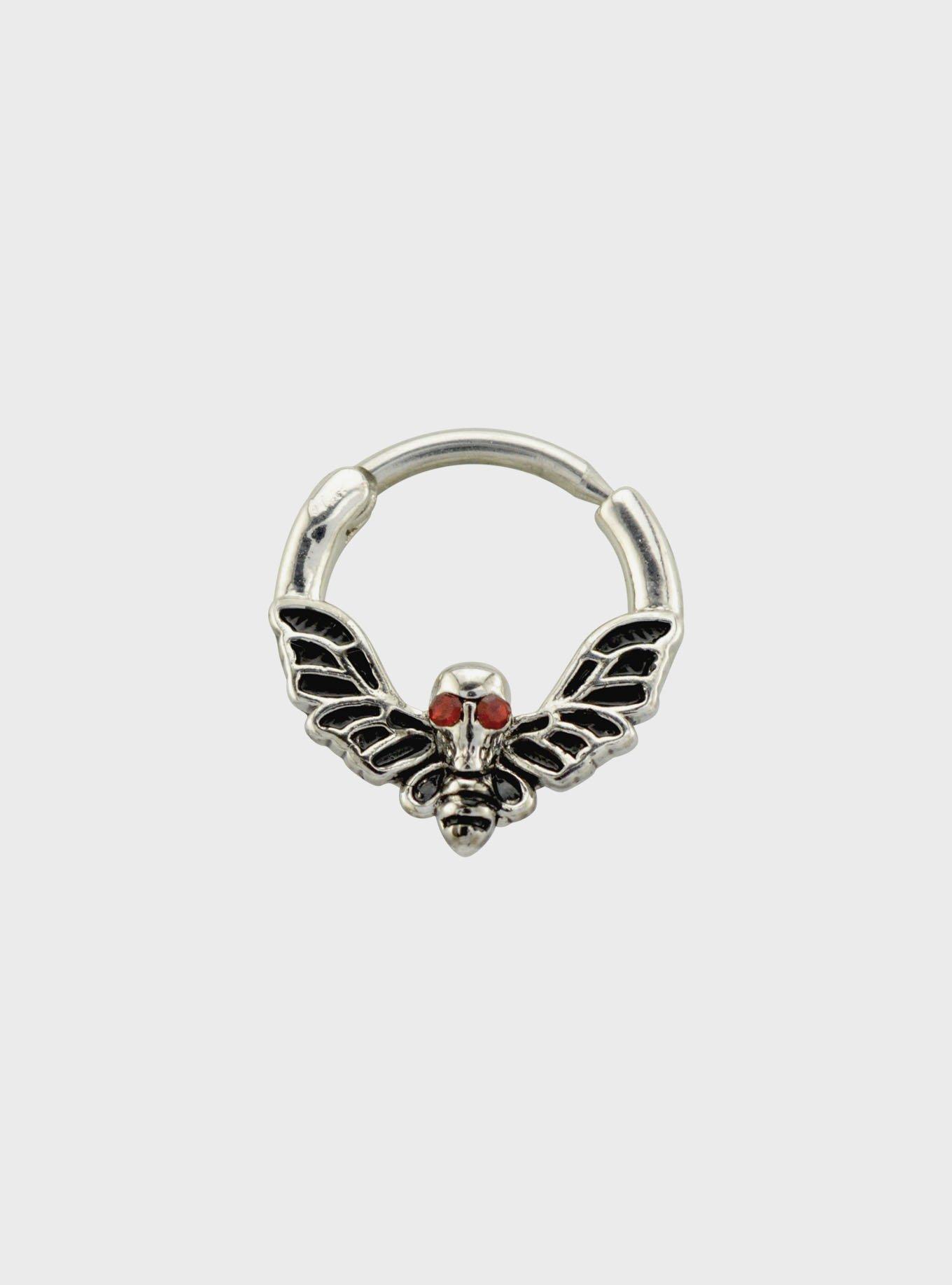 14G Steel Silver Death's-Head Moth Hinged Clicker | Hot Topic
