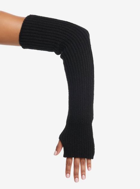 Black Chunky Knit Ribbed Arm Warmers | Hot Topic