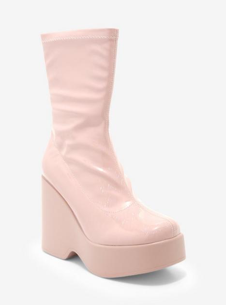 Yoki Blush Pink Patent Boots | Hot Topic