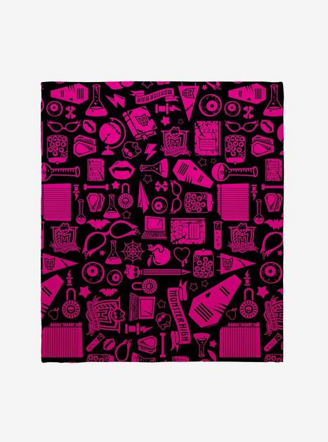 Monster High Pink Icons Throw Blanket - WHITE | BoxLunch