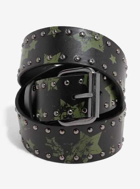 Black & Green Star Stud Belt | Hot Topic