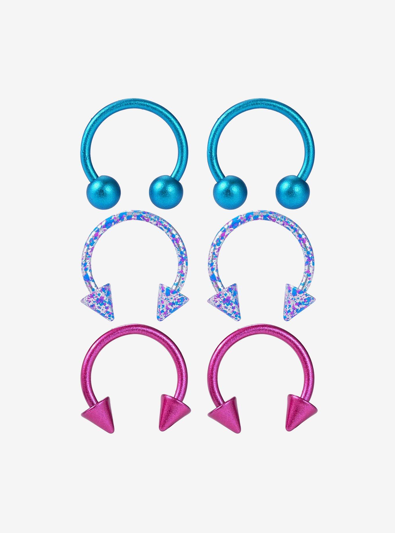 Steel Blue Splatter Circular Barbell 6 Pack Hot Topic