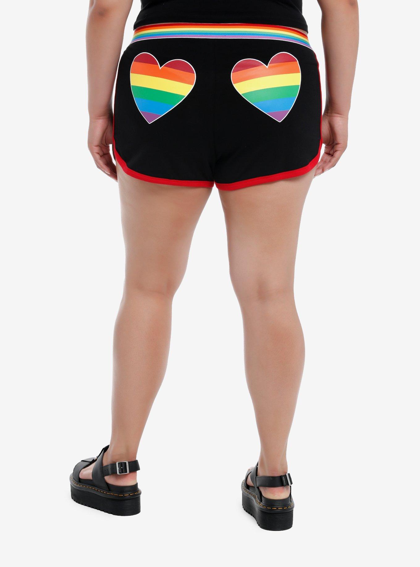 Rainbow Heart Stripe Soft Shorts Plus Size | Hot Topic