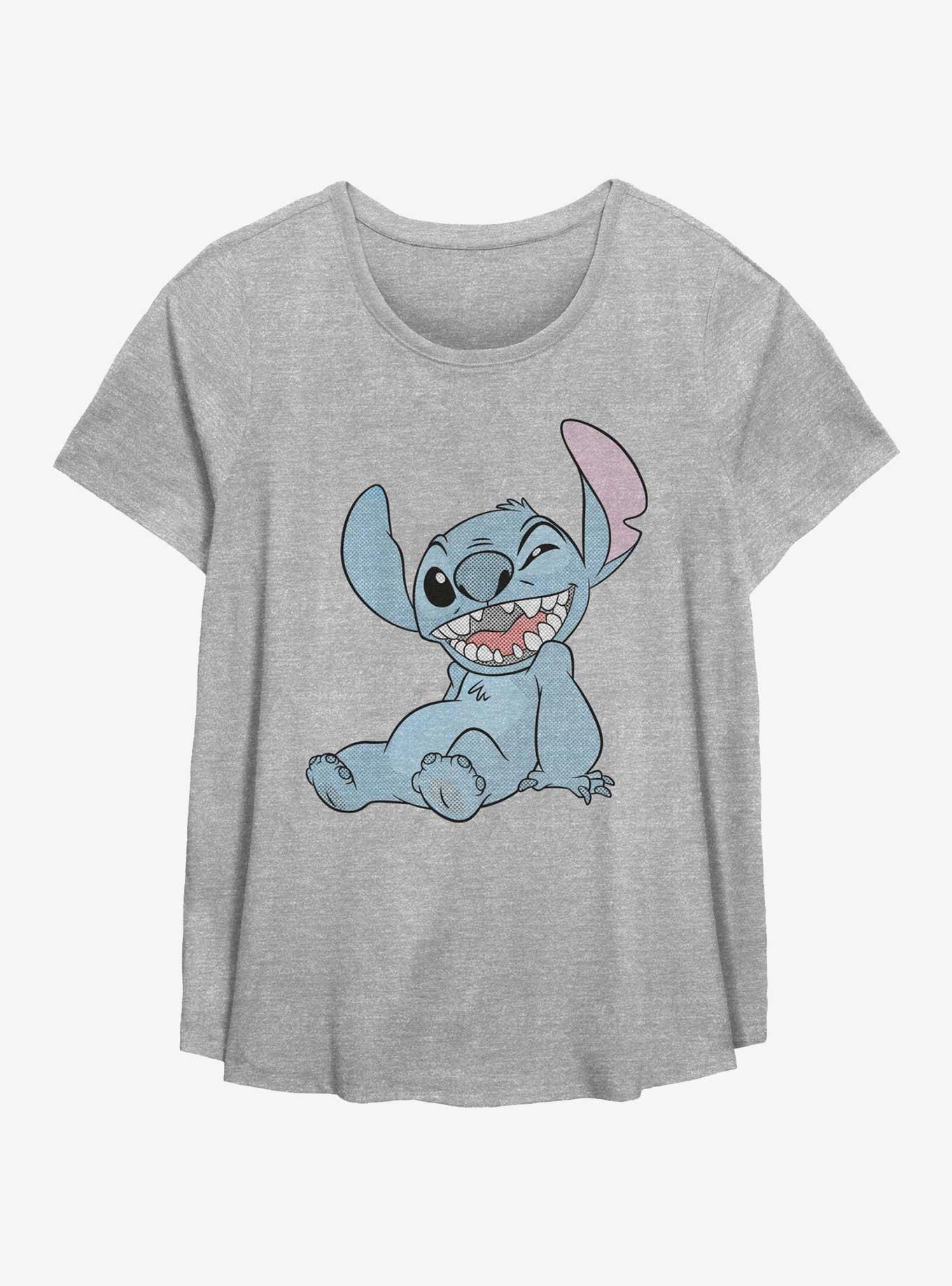 Disney Lilo & Stitch Winking Stitch Womens T-Shirt Plus Size - GREY ...
