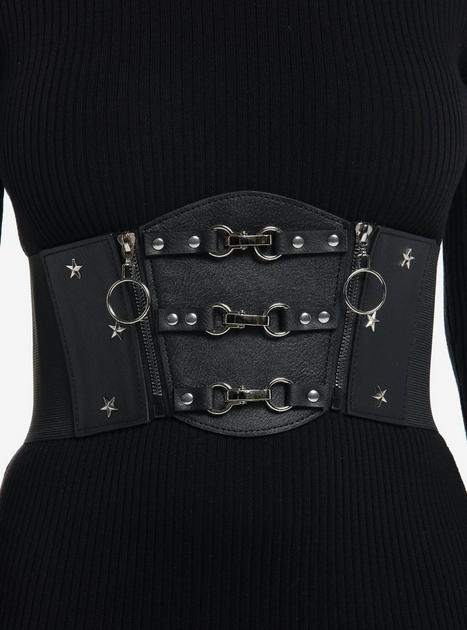 Black Star Stud Buckle Underbust Corset | Hot Topic
