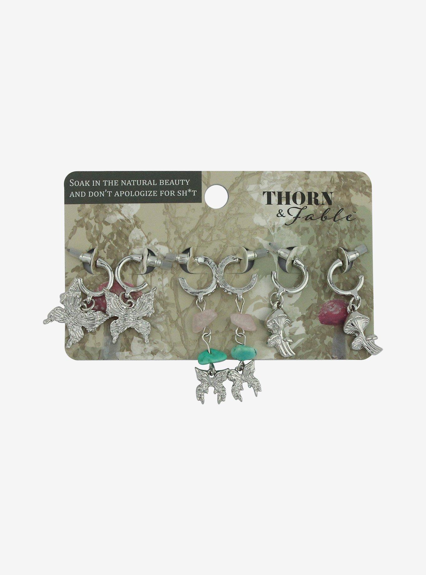 Thorn & Fable Butterfly Mushroom Mini Hoop Set | Hot Topic