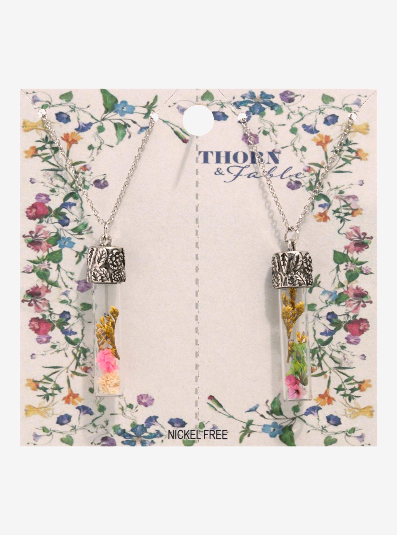 Thorn & Fable Pressed Flower Pendant Best Friend Necklace Set | Hot Topic