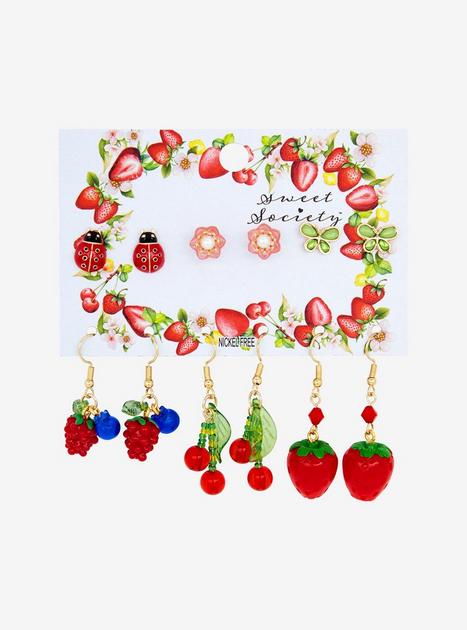 Sweet Society Fruit Butterfly Earring Set Hot Topic