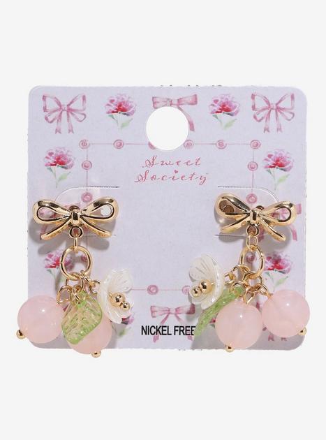 Sweet Society Bow Bead Earrings Hot Topic