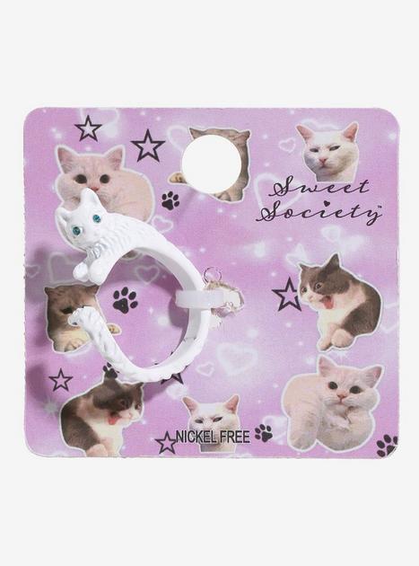 Sweet Society White Cat Wrap Ring | Hot Topic