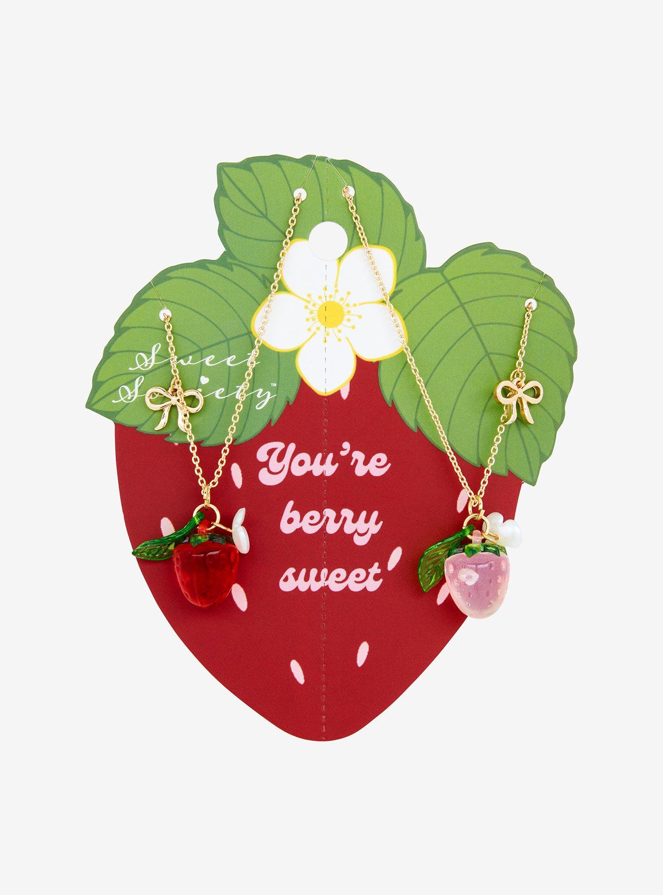 Sweet Society Strawberry Bow Best Friend Necklace Set Hot Topic