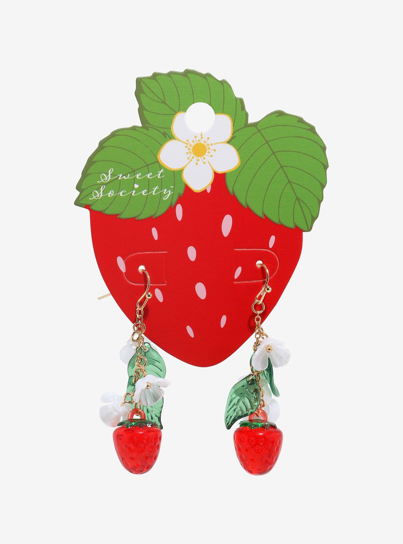 Sweet Society Strawberry Flower Earrings Hot Topic