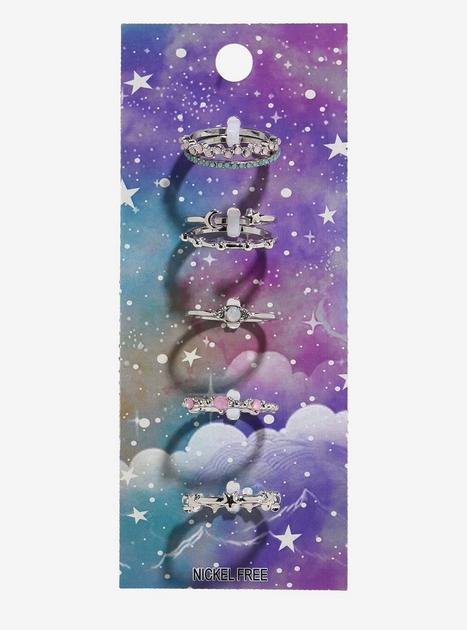 Cosmic Aura Dainty Gem Celestial Stacking Ring Set | Hot Topic
