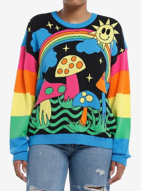 Social Collision Psychedelic Rainbow Knit Sweater | Hot Topic