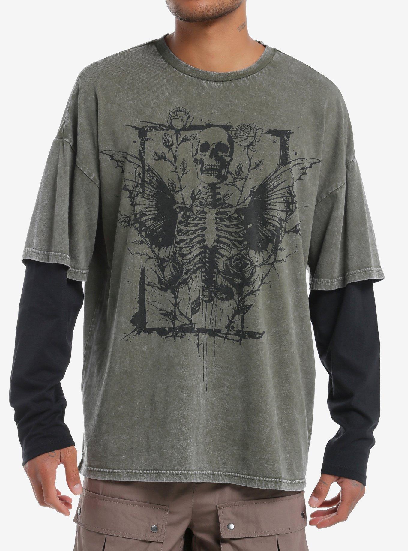Green & Black Skeleton Fairy Long-Sleeve Twofer | Hot Topic