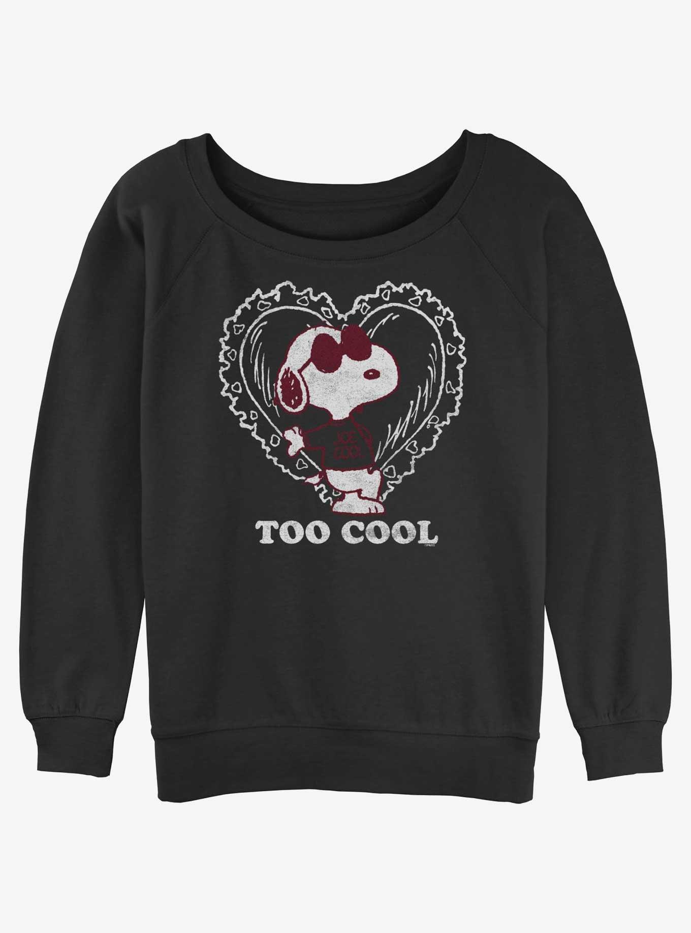 Peanuts Snoopy Too Cool Heart Girls Slouchy Sweatshirt - BLACK | Hot Topic