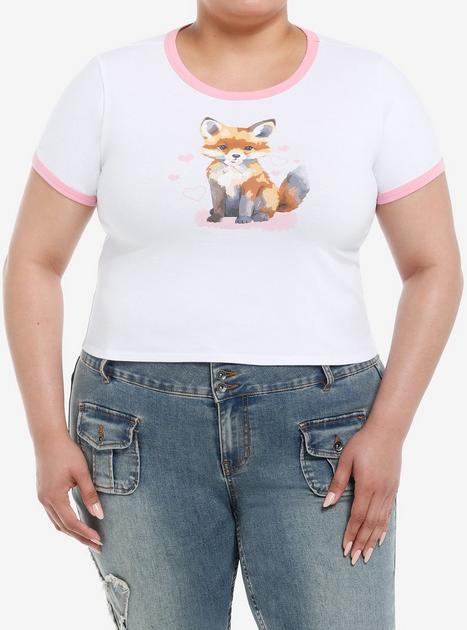 Sweet Society Baby Fox Pink Ringer Girls Baby T-Shirt Plus Size | Hot Topic