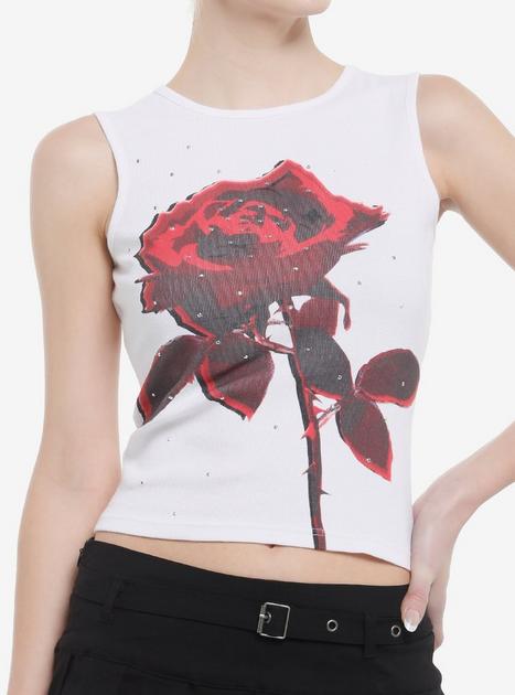 Daisy Street Red Rose & Rhinestone Girls Tank Top | Hot Topic