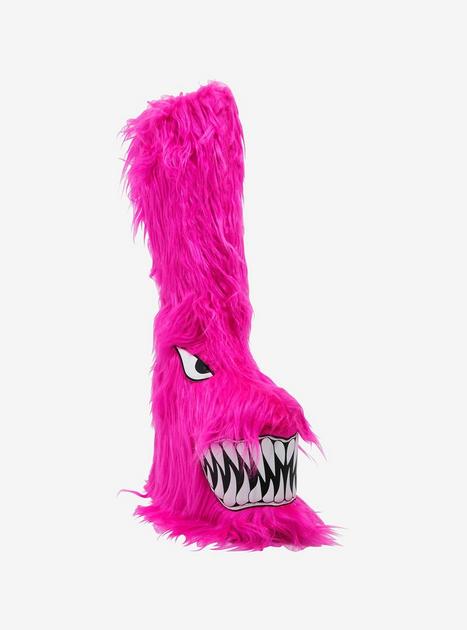 YRU Pink Boogie Monster Fuzzy Platform Boots | Hot Topic