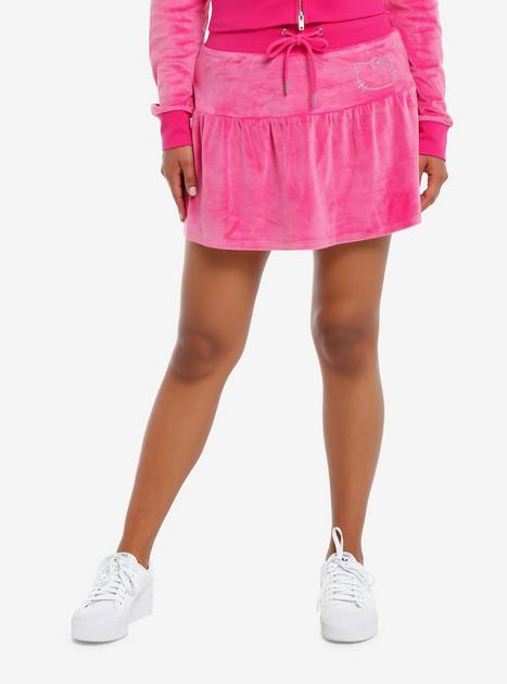 Hello Kitty Rhinestone Pink Velour Skirt Hot Topic