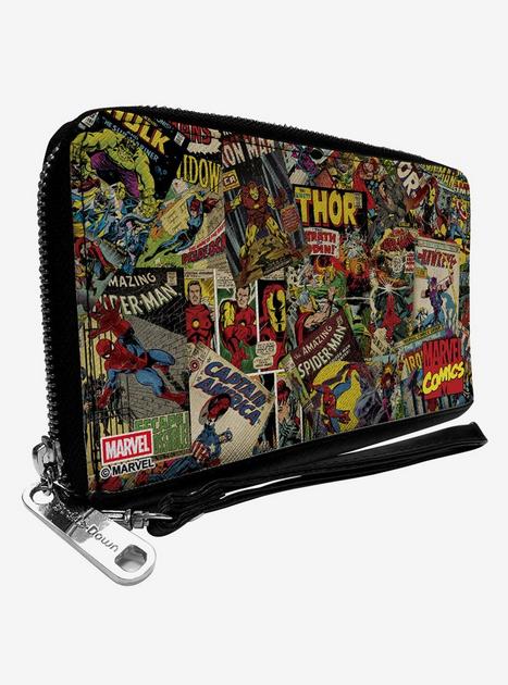Marvel Retro Comic Books Stacked Zip Around Wallet | BoxLunch